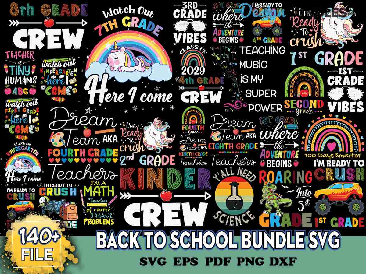 140 Files Back To School Bundle Svg, Back To School Svg, Student Svg ...