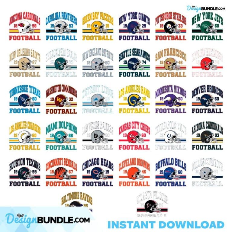 Vintage NFL Football Team SVG Bundle Download Instant Download » BestDesignBundle