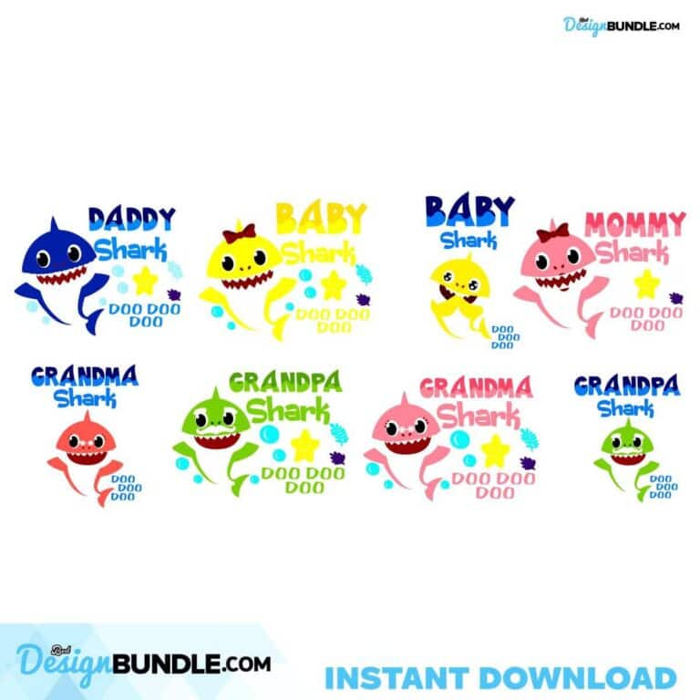 Family Shark Bundle SVG , Baby Shark Svg, Doo Doo Doo Svg, Mommy ...