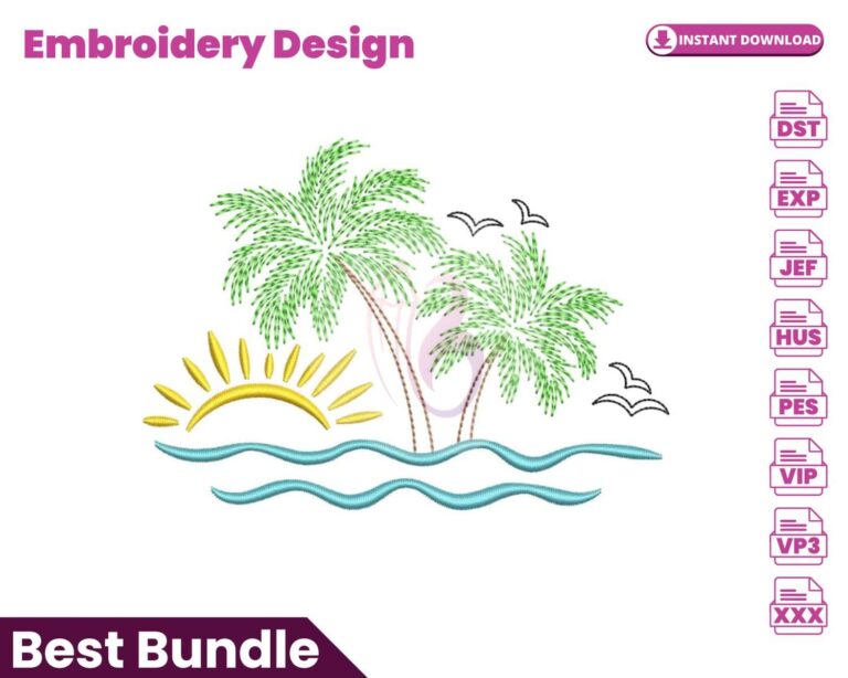Palm Tree Embroidery Design Instant Download » BestDesignBundle